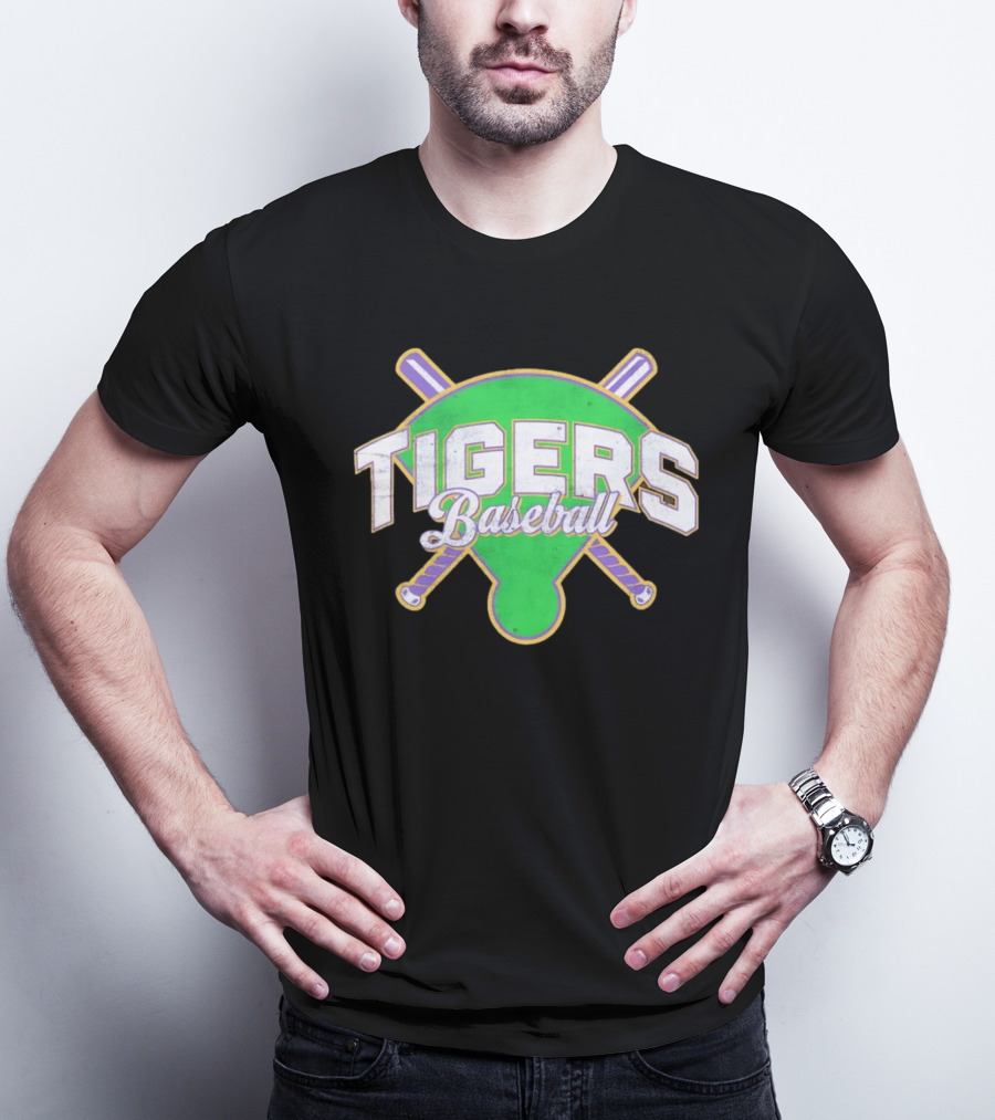 Tigers Baseball LSU Field Crossed Bats T-Shirt