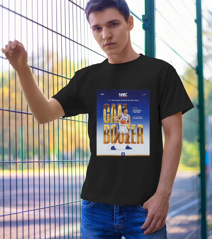 Duke Basketball Cameron Boozer 2026 National Player Pete Newell Big Man Freshman Of The Year T-Shirt