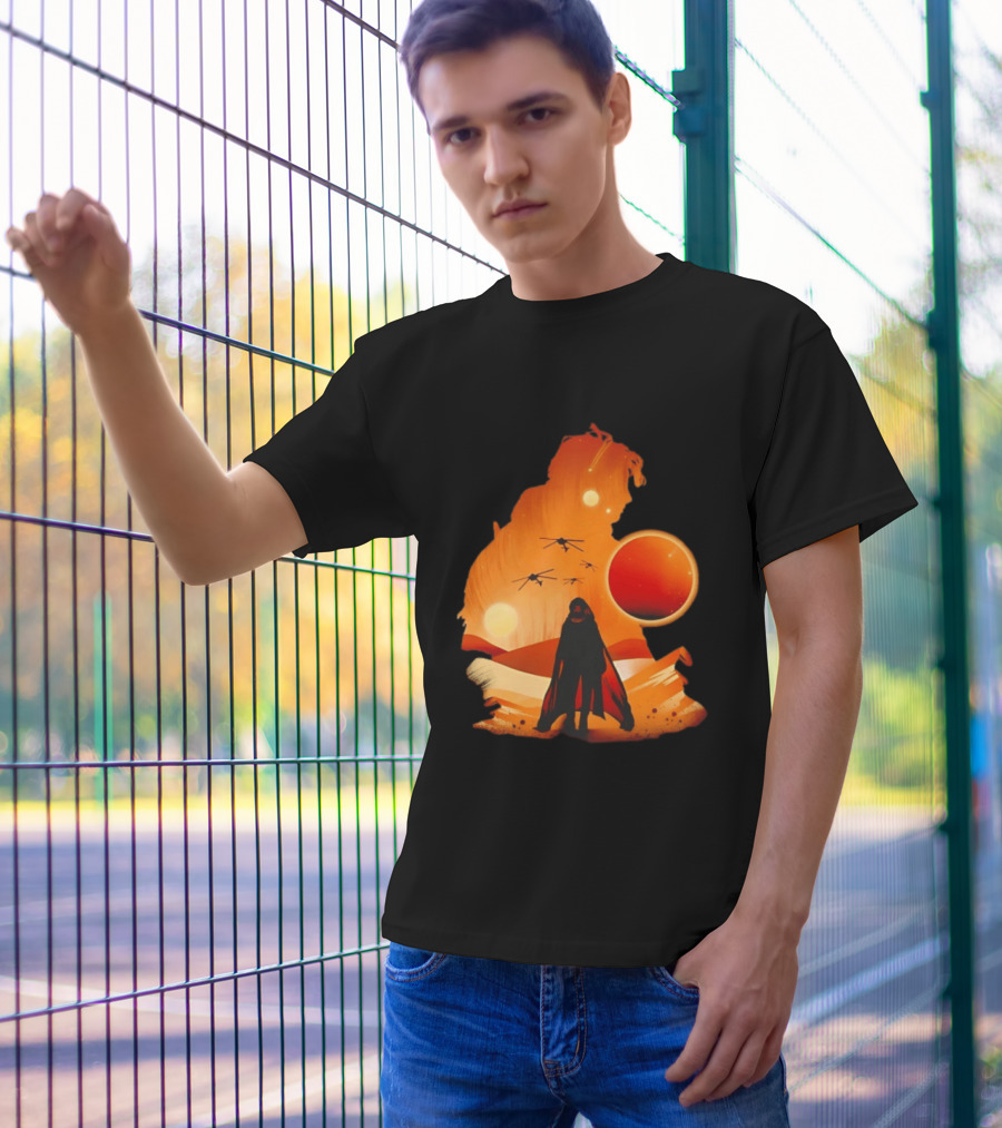 Dune The Final Sand Battle Epic Desert Scene With Hero And Sun T-Shirt