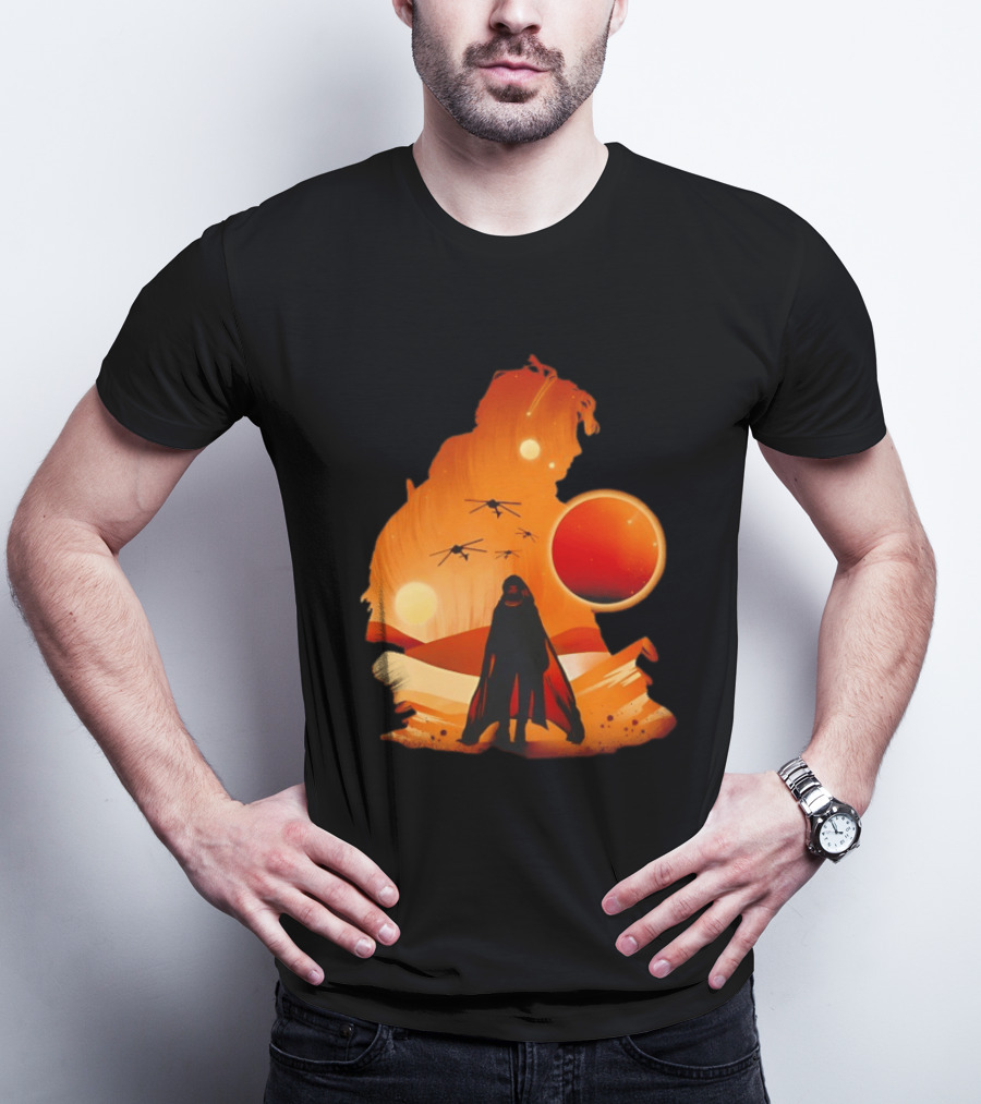 Dune The Final Sand Battle Epic Desert Scene With Hero And Sun T-Shirt