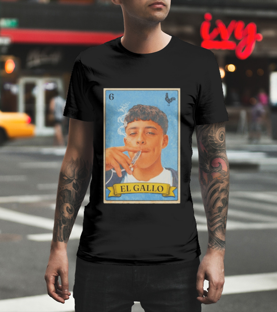 El Gallo Smoking Card 6 Rooster T-Shirt