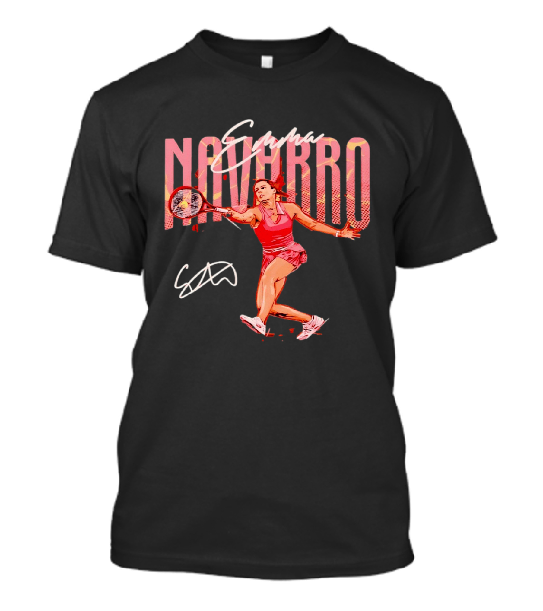 Emma Navarro Tennis Action Illustration With Signature T-Shirt