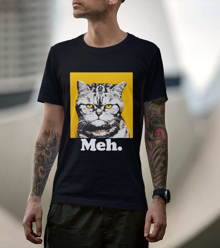 Meh Angry Cat With Yellow Eyes T-Shirt