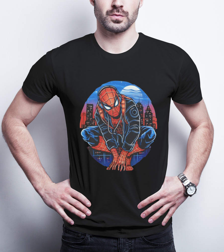 Spider Man Big City Crawler Nighttime Urban Adventure T-Shirt