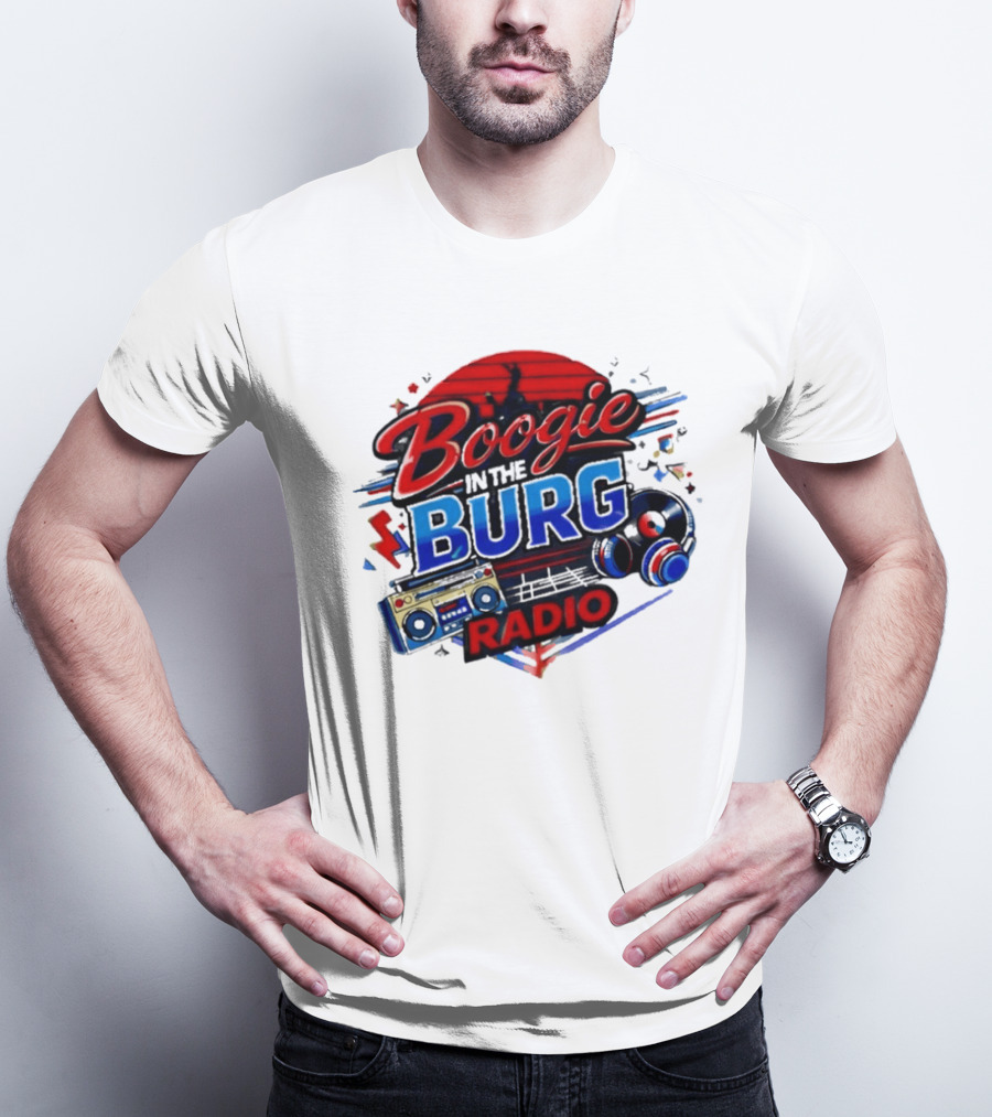 Boogie In The Burg Radio Music Headphones Boombox Dance T-Shirt