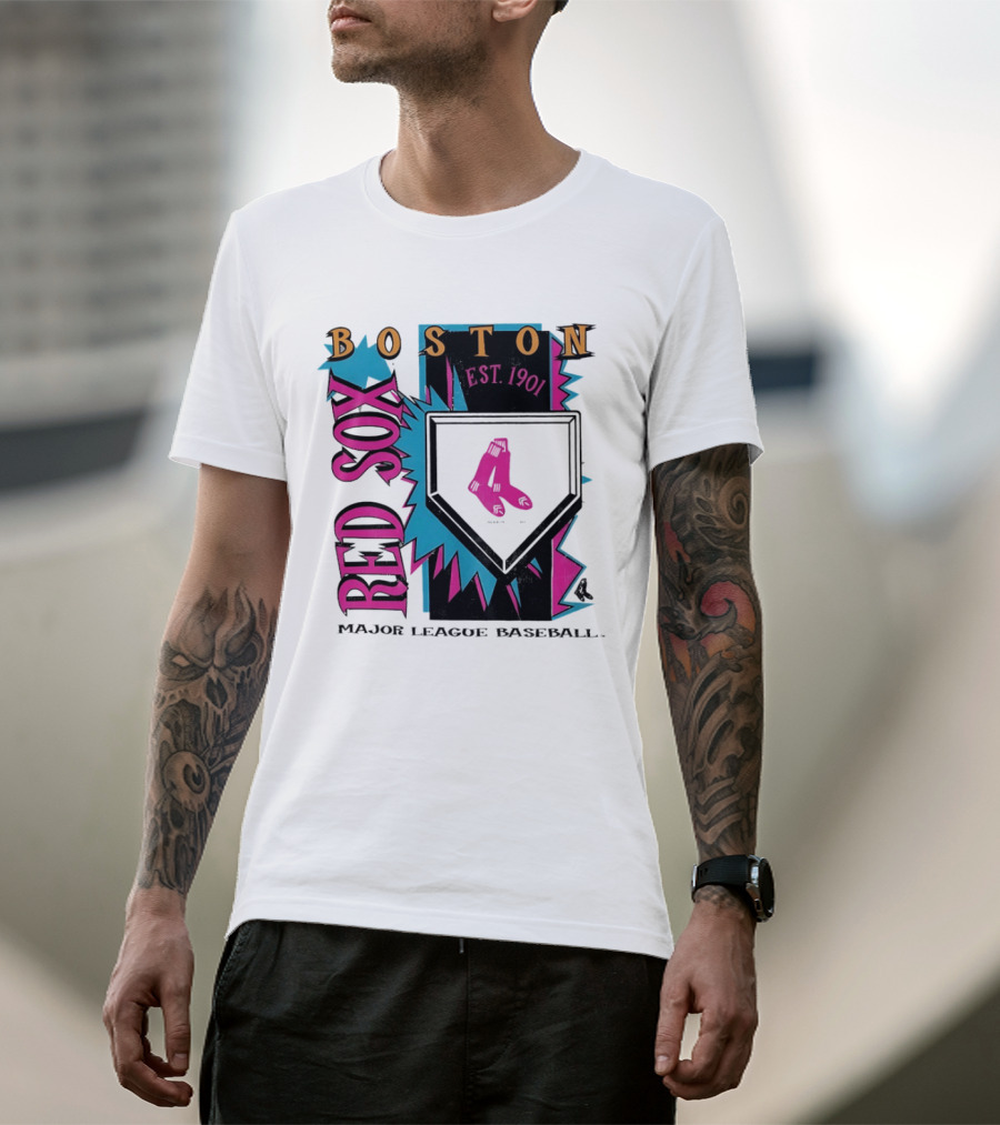 Boston Red Sox Major League Baseball Neon Cooperstown Est 1901 T-Shirt