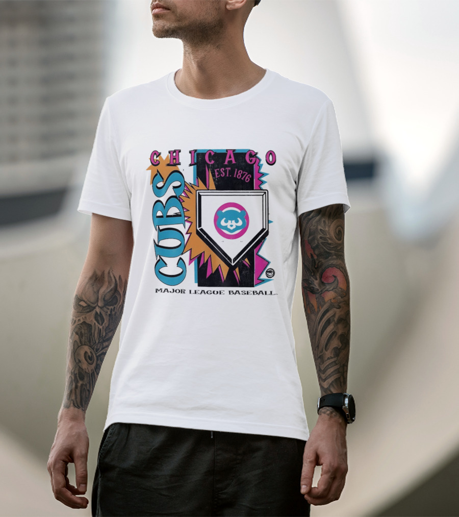 Chicago Cubs Major League Baseball Cooperstown Neon Field Est 1876 T-Shirt