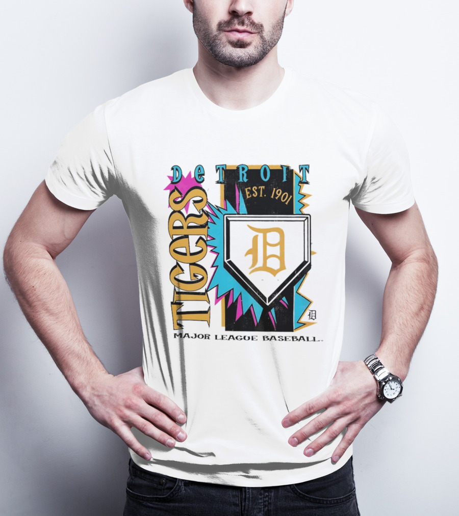 Detroit Tigers Major League Baseball Neon Cooperstown Est 1901 T-Shirt