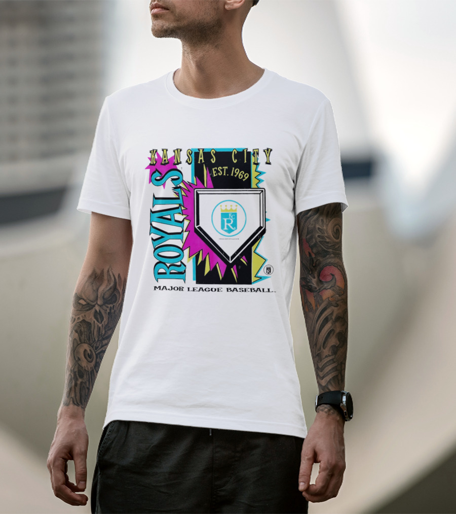 Kansas City Royals MLB Cooperstown Neon Field Shock Est 1969 Major League Baseball T-Shirt