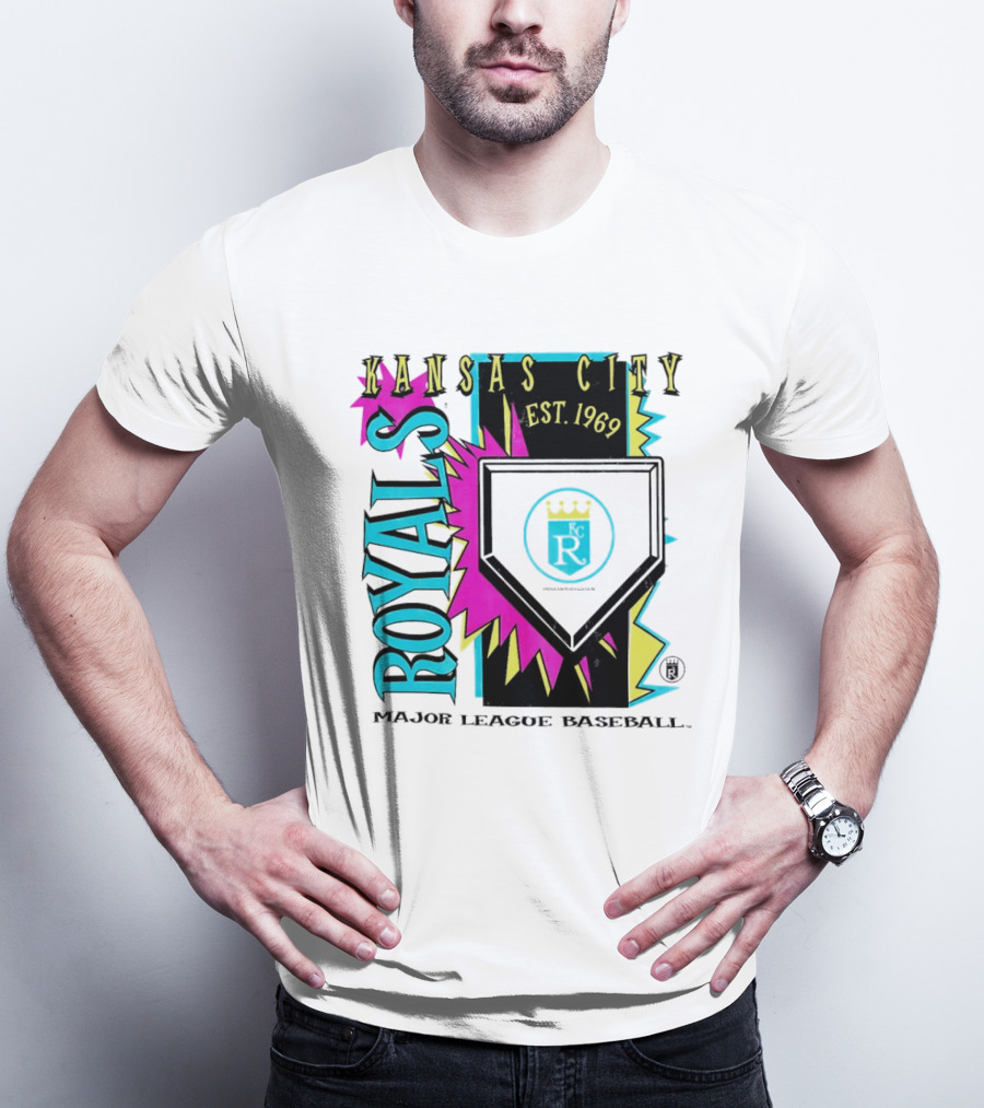 Kansas City Royals MLB Cooperstown Neon Field Shock Est 1969 Major League Baseball T-Shirt