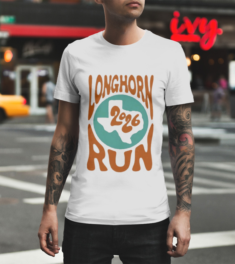 Texas Longhorn Run 2026 Event Logo With State T-Shirt
