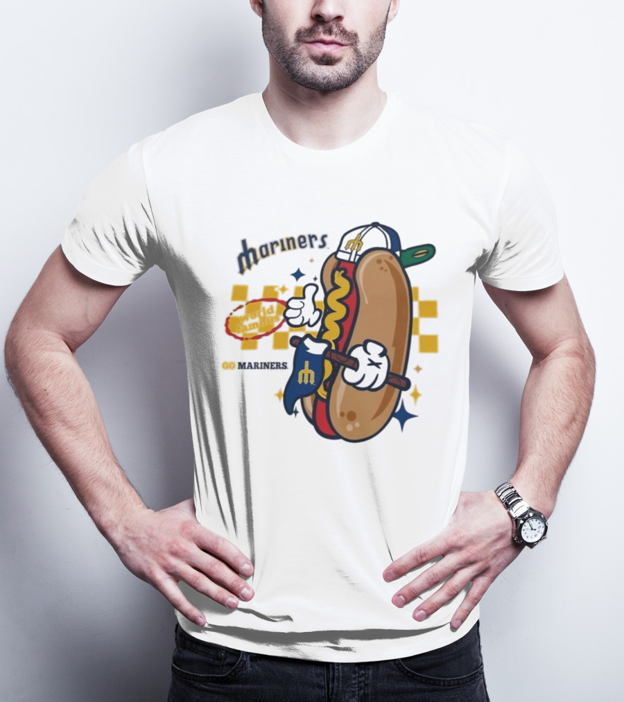 Mariners World Famous Hot Dog Mascot With Baseball T-Shirt