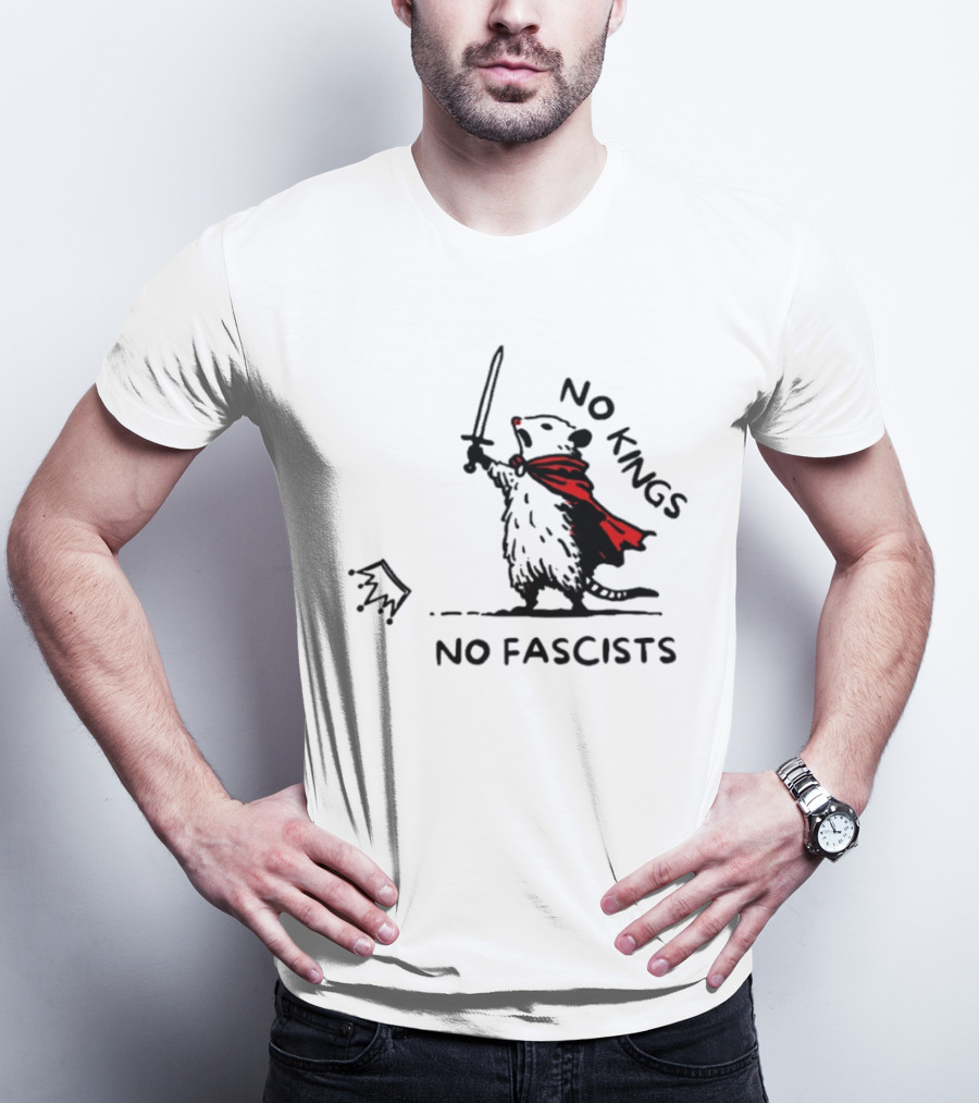 No Kings No Fascists Opossum Warrior Anti Trump Meme T-Shirt