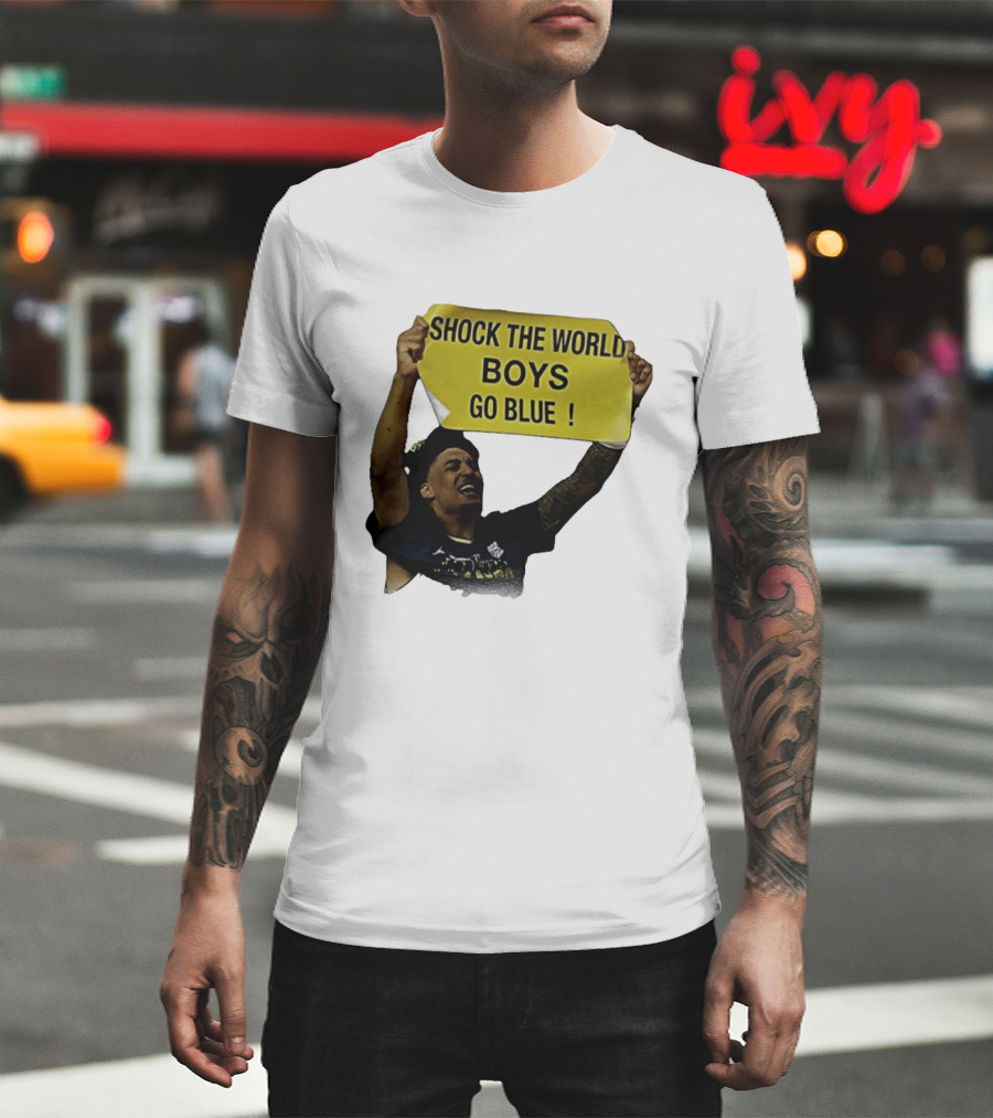 Shock The World Boys Go Blue Michigan Wolverines Basketball 2026 T-Shirt