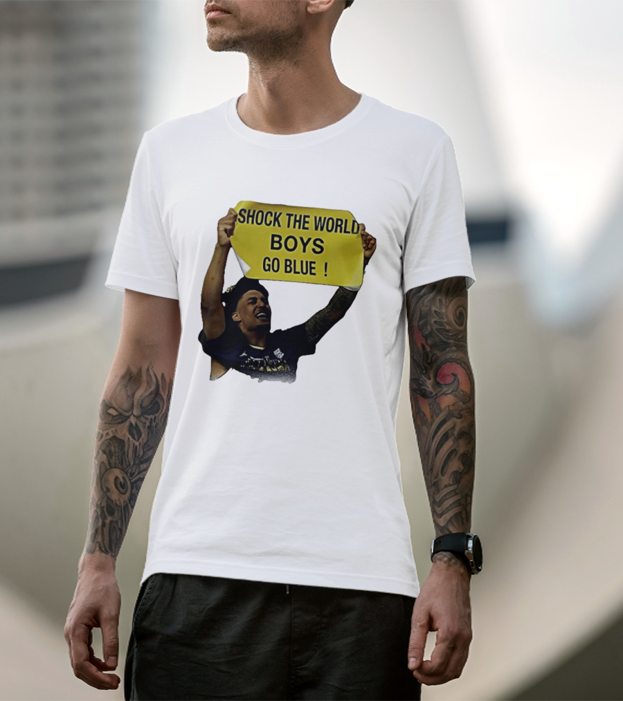 Shock The World Boys Go Blue Michigan Wolverines Basketball 2026 T-Shirt