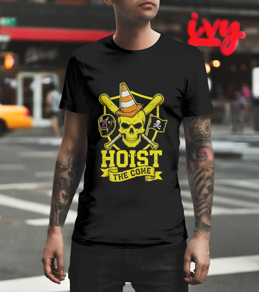 Hoist The Cone Pirate Skull Traffic Cone Baseball Crossbones T-Shirt