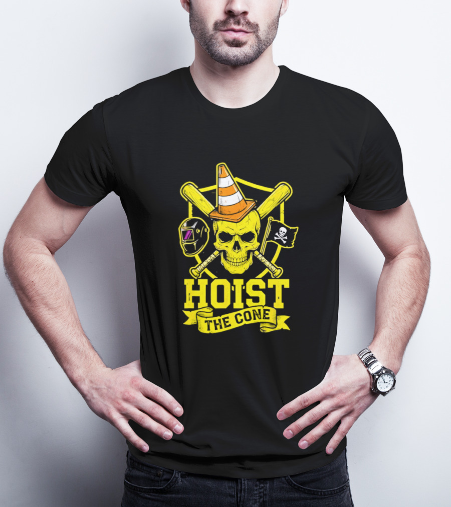 Hoist The Cone Pirate Skull Traffic Cone Baseball Crossbones T-Shirt