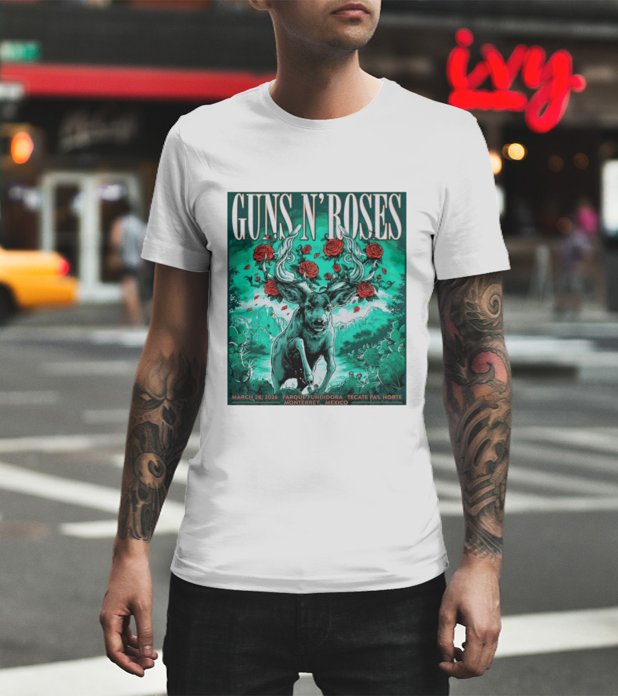 Guns N' Roses Monterrey March 28 2026 Tecate Pa'l Norte Parque Fundidora T-Shirt