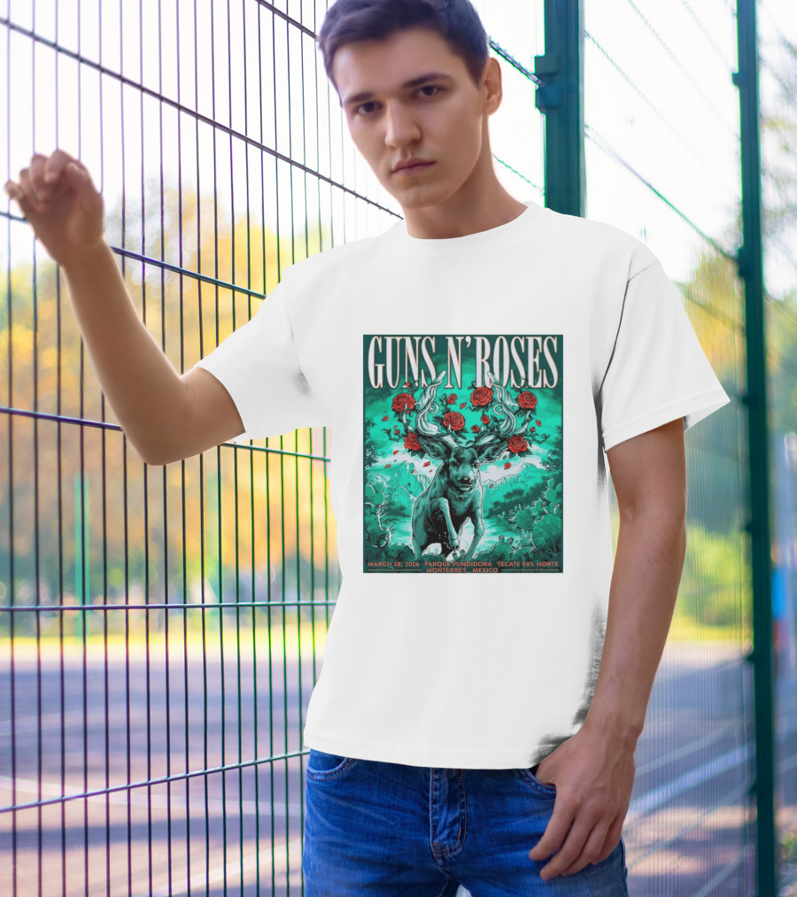 Guns N' Roses Monterrey March 28 2026 Tecate Pa'l Norte Parque Fundidora T-Shirt