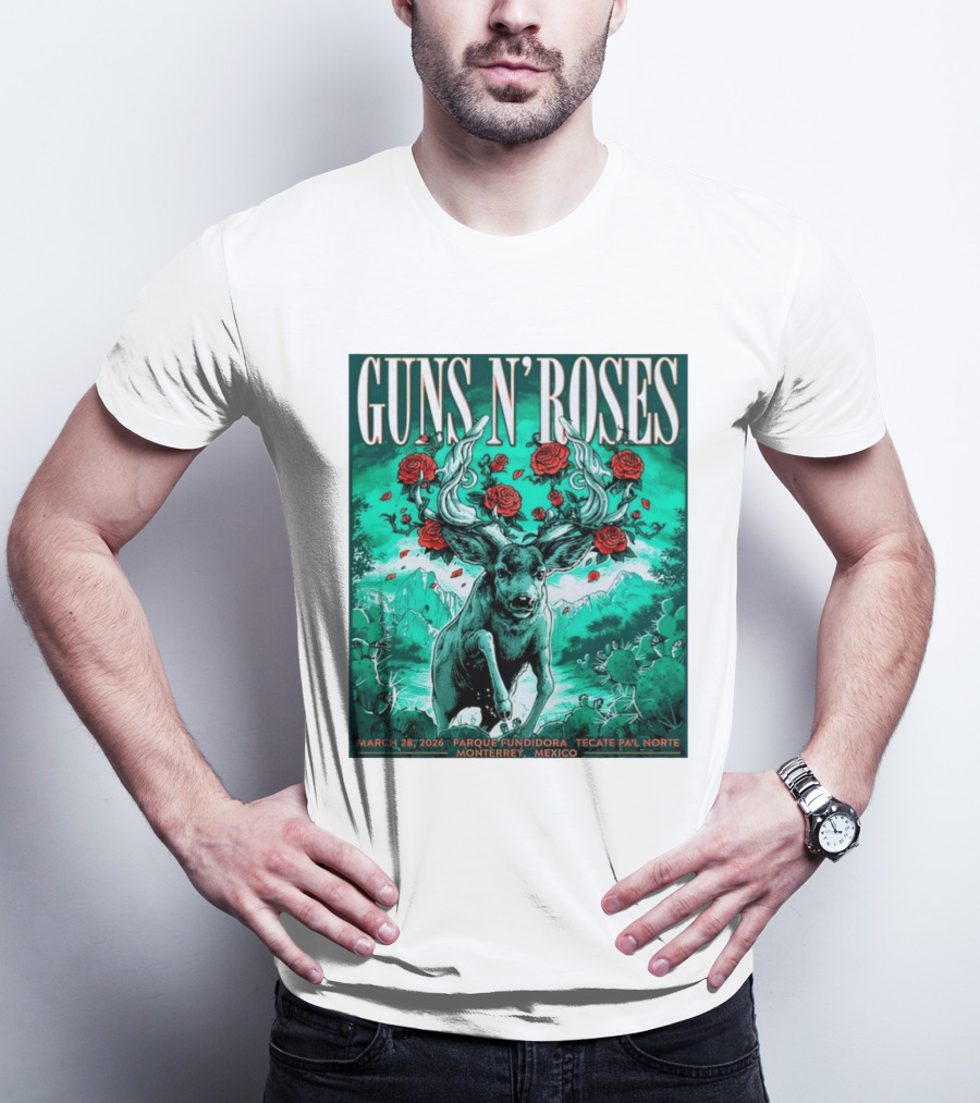 Guns N' Roses Monterrey March 28 2026 Tecate Pa'l Norte Parque Fundidora T-Shirt
