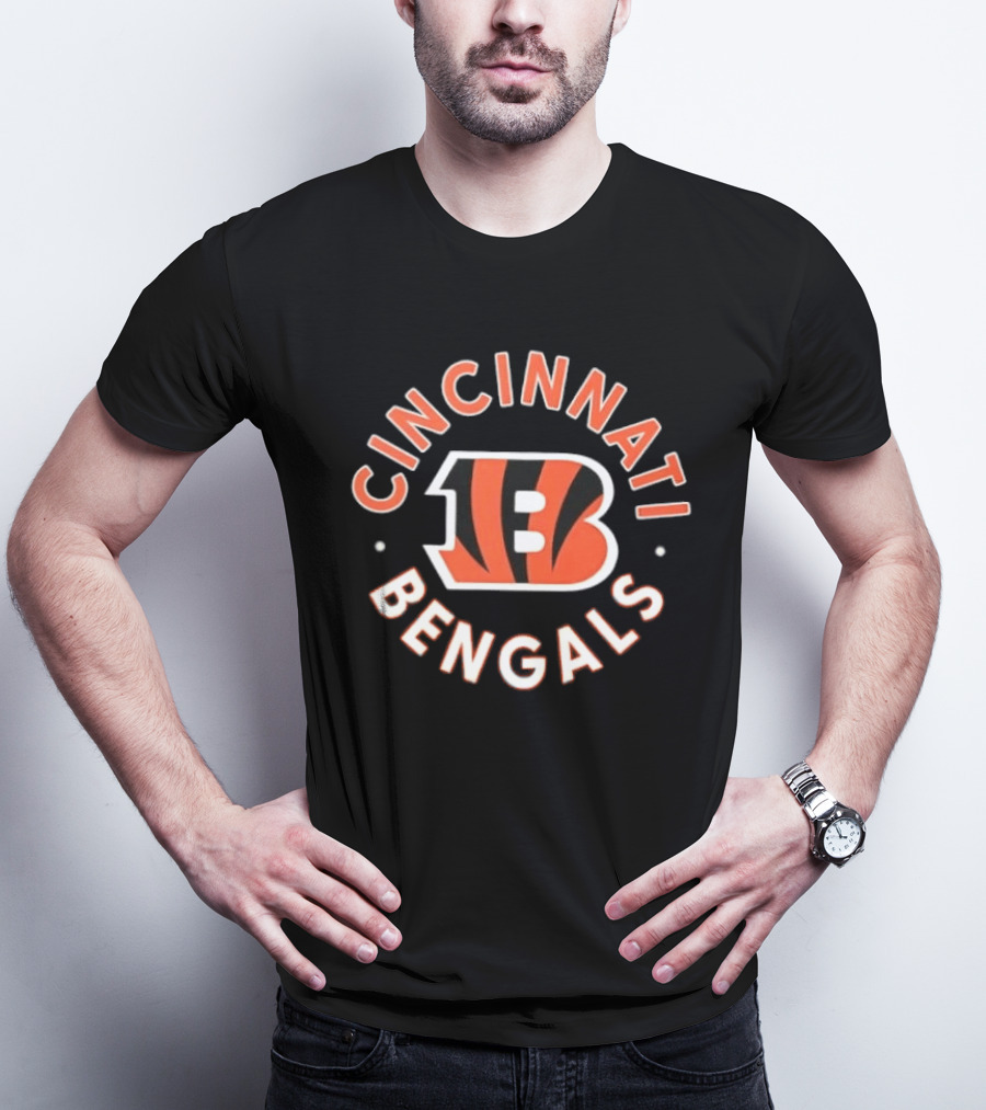 Cincinnati Bengals B Icon Orange Black Lettering T-Shirt