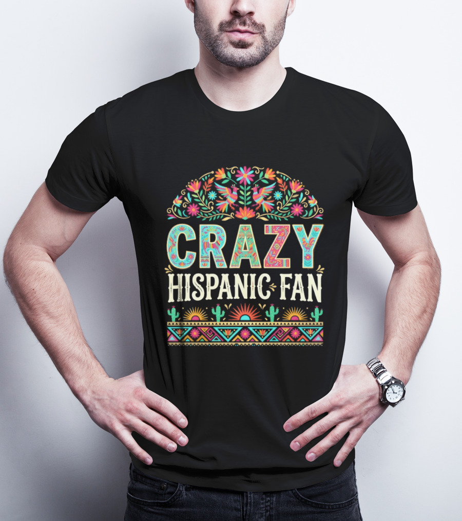 Crazy Hispanic Fan Spurs San Antonio Basketball Game Day 2026 Vibrant Celebration T-Shirt
