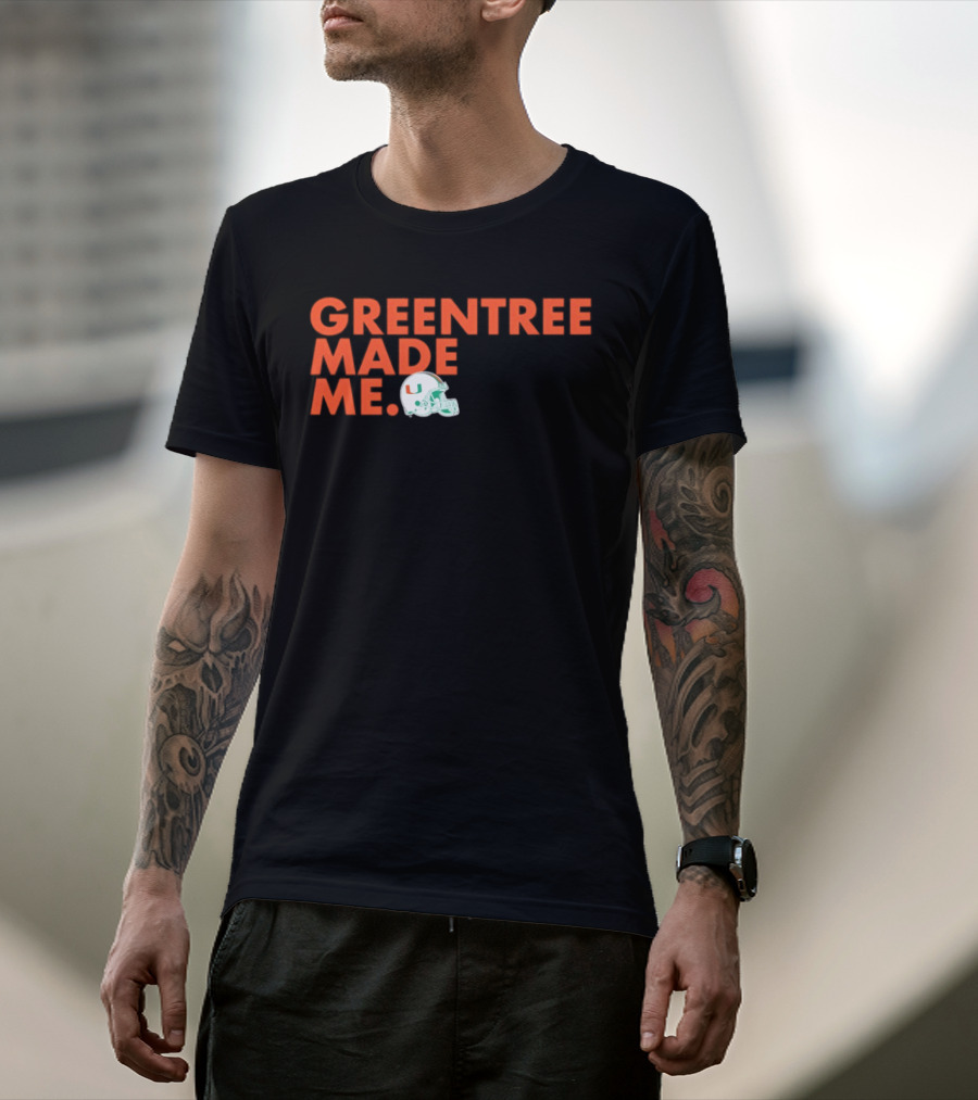 Miami Hurricanes Greentree Made Me Football Helmet T-Shirt