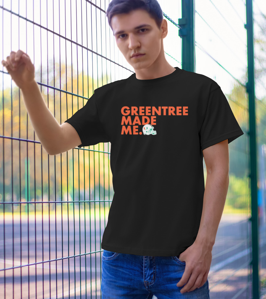 Miami Hurricanes Greentree Made Me Football Helmet T-Shirt