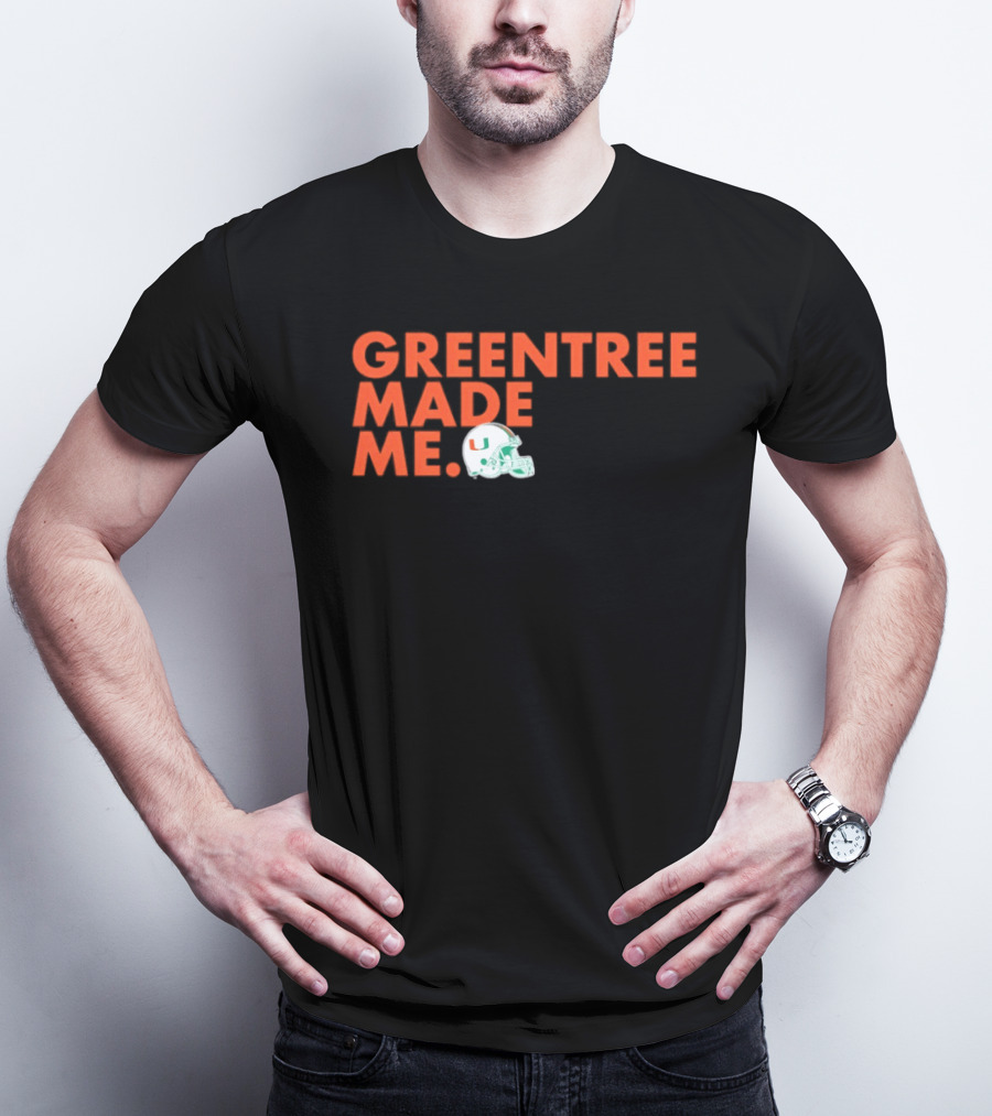 Miami Hurricanes Greentree Made Me Football Helmet T-Shirt