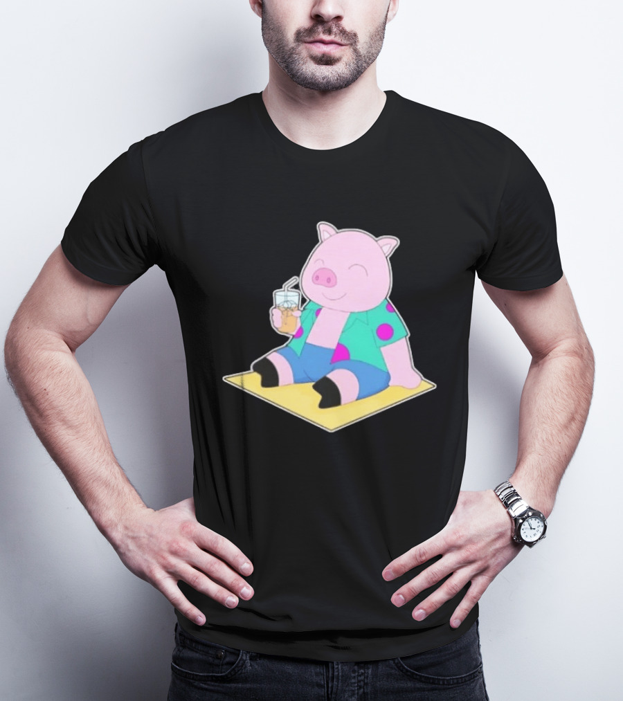 Pig Beach Beverage Summer Relaxation Fun T-Shirt