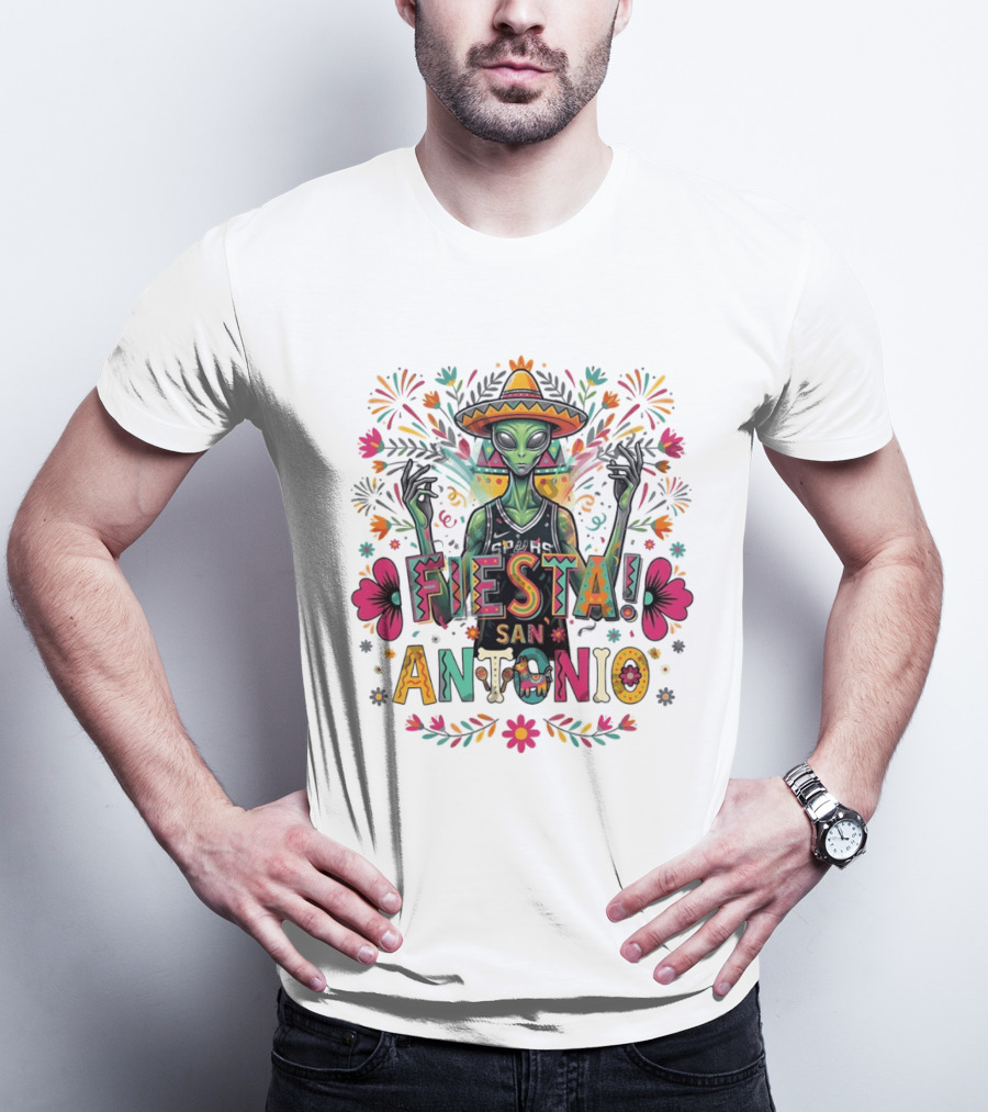 Fiesta San Antonio Alien Victor Wembanyama Mexico Spurs Basketball Floral T-Shirt