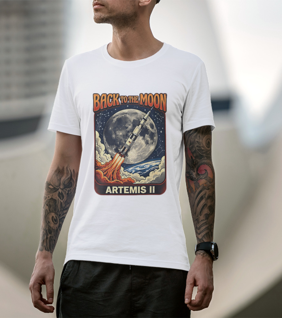 Back To The Moon Artemis II Rocket Launch Space Adventure T-Shirt