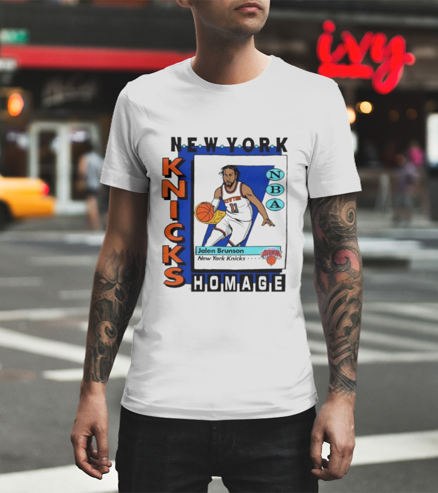 Jalen Brunson New York Knicks NBA Homage Topps Trading Card T-Shirt