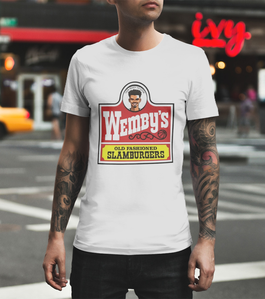 Wemby's Old Fashioned Slamburgers Spurs Basketball Cook T-Shirt
