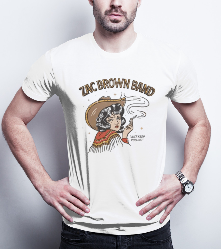 Zac Brown Band Just Keep Rolling Smoking Cowgirl 2026 420 Day T-Shirt