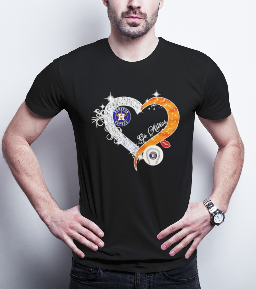 Houston Astros Heart Diamonds Baseball Love Astros T-Shirt