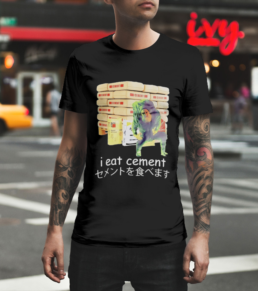 I Eat Cement Cement Bags Stack Monster T-Shirt