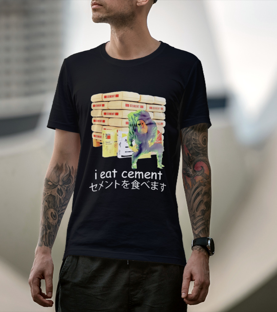 I Eat Cement Cement Bags Stack Monster T-Shirt