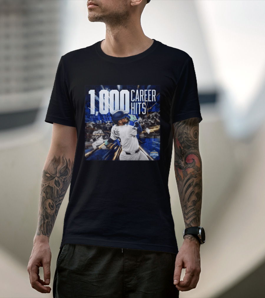 1000 Career Hits Dodgers MLB Champions Celebrating Milestone T-Shirt