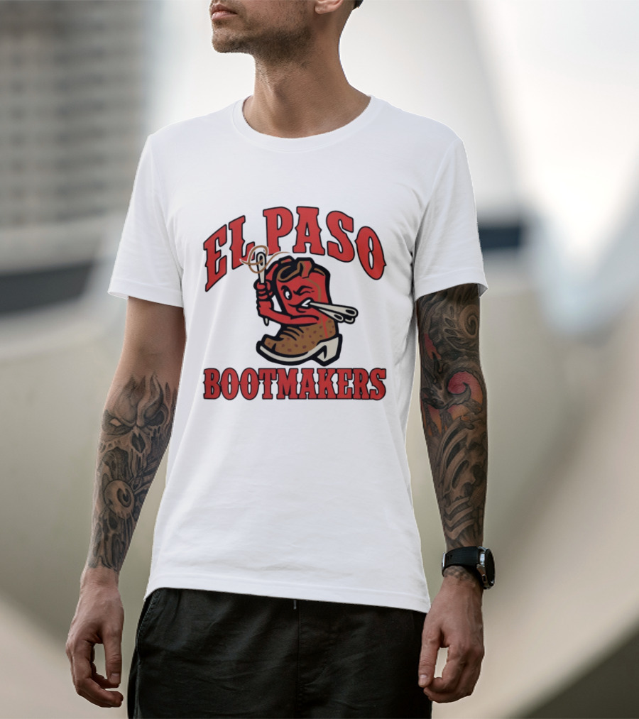 El Paso Bootmakers Winking Cowboy Boot Holding Lasso And Scissors T-Shirt
