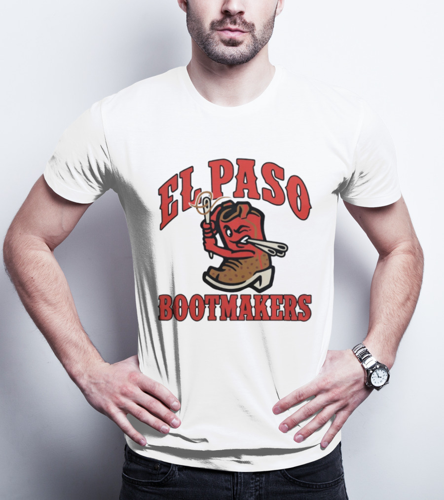 El Paso Bootmakers Winking Cowboy Boot Holding Lasso And Scissors T-Shirt