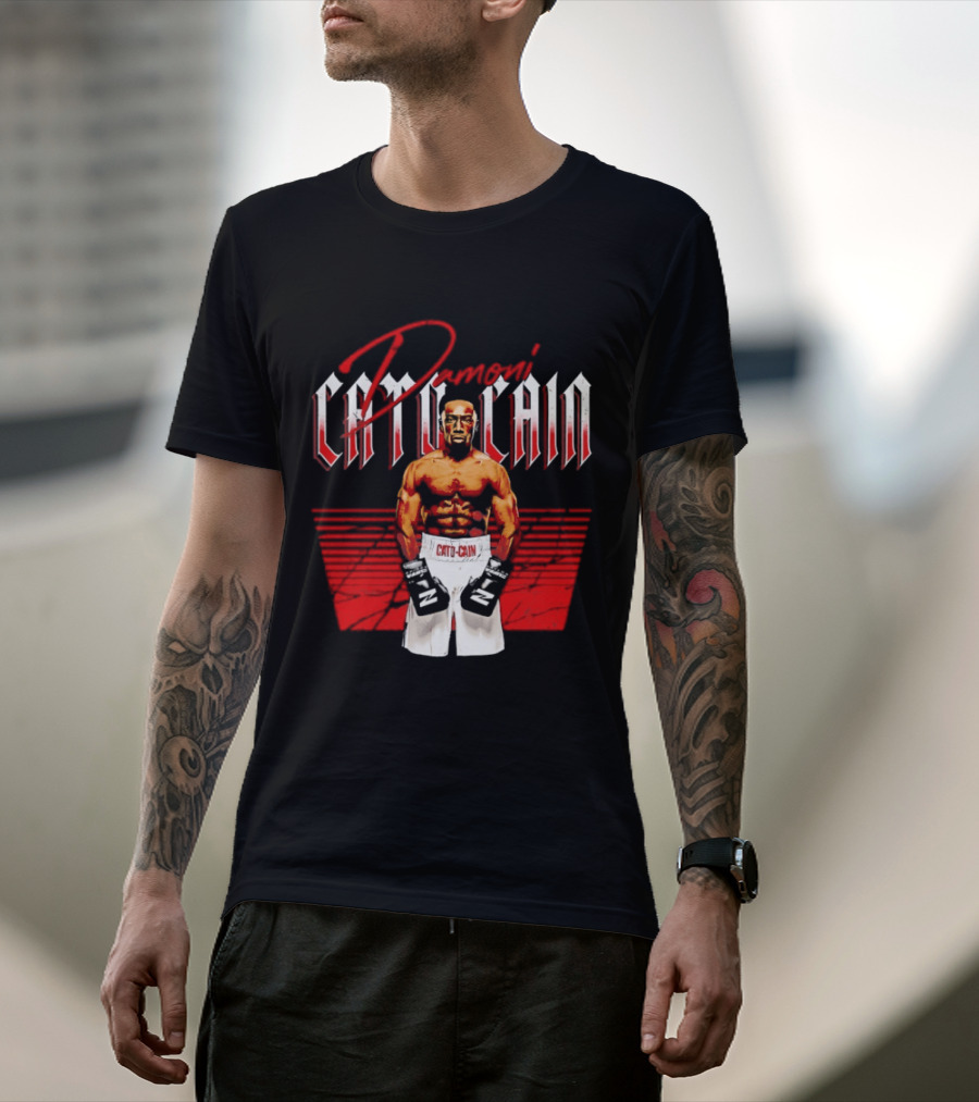 Damoni Cato Cain Boxing Fighter Zuffa Posed In Green Gloves T-Shirt