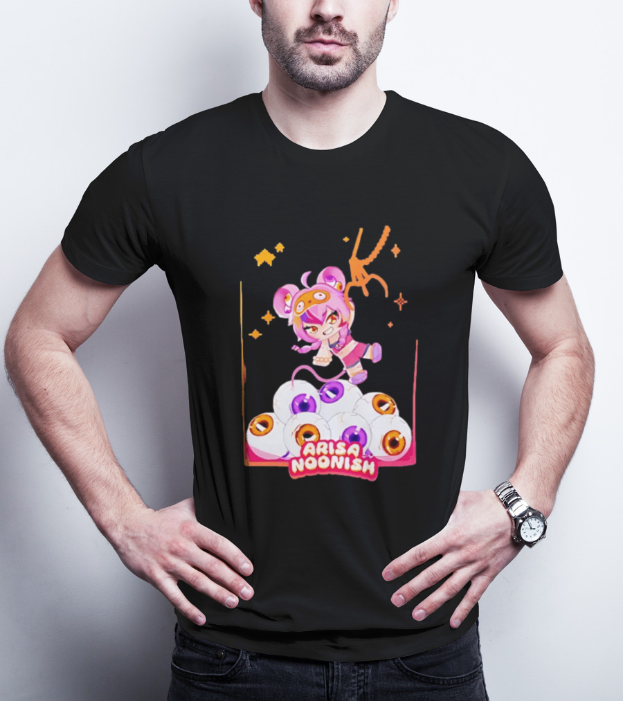 Playful Arisa Noonish With Seven Eyes Anime Character And Stars T-Shirt