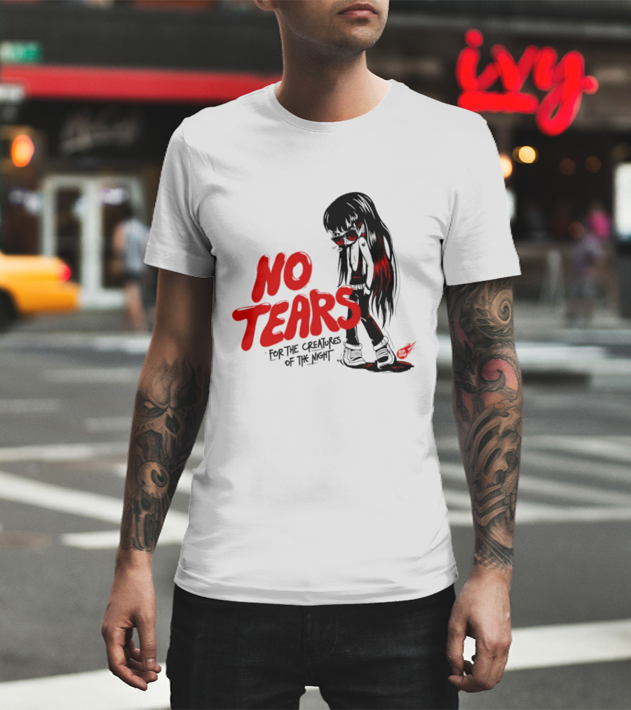 No Tears For The Creatures Of The Night Anime Gothic Style With Red Highlights T-Shirt