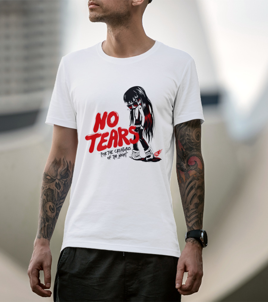 No Tears For The Creatures Of The Night Anime Gothic Style With Red Highlights T-Shirt
