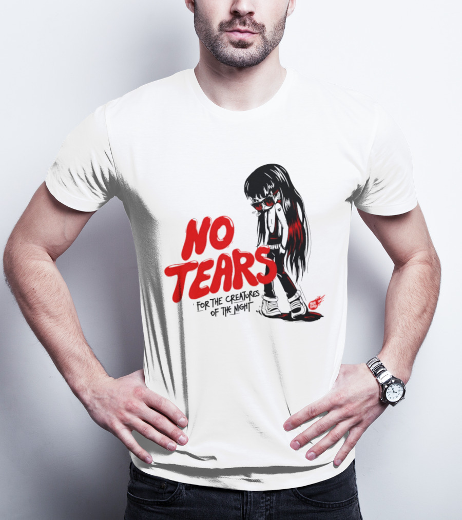 No Tears For The Creatures Of The Night Anime Gothic Style With Red Highlights T-Shirt