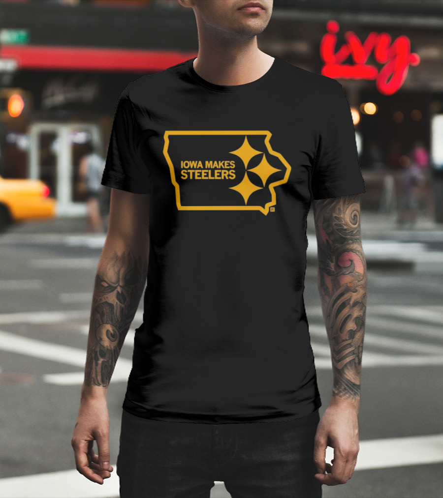 Iowa Makes Steelers Map And Starburst T-Shirt