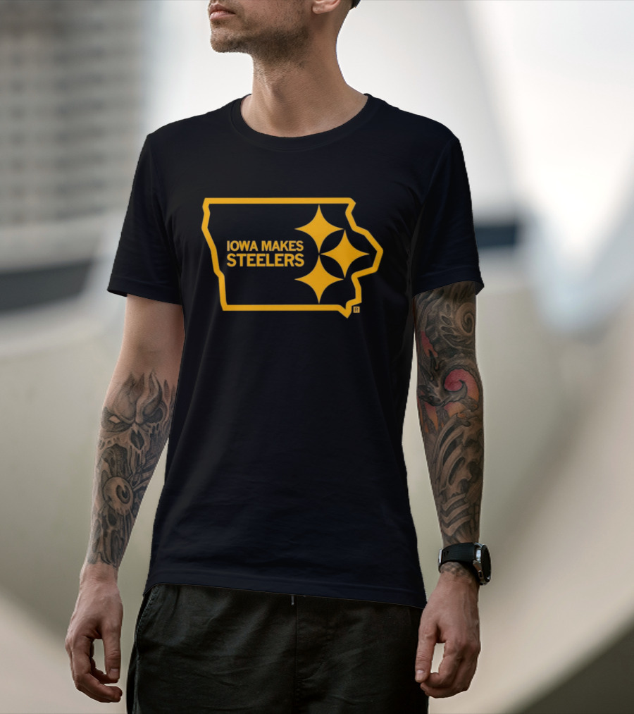 Iowa Makes Steelers Map And Starburst T-Shirt