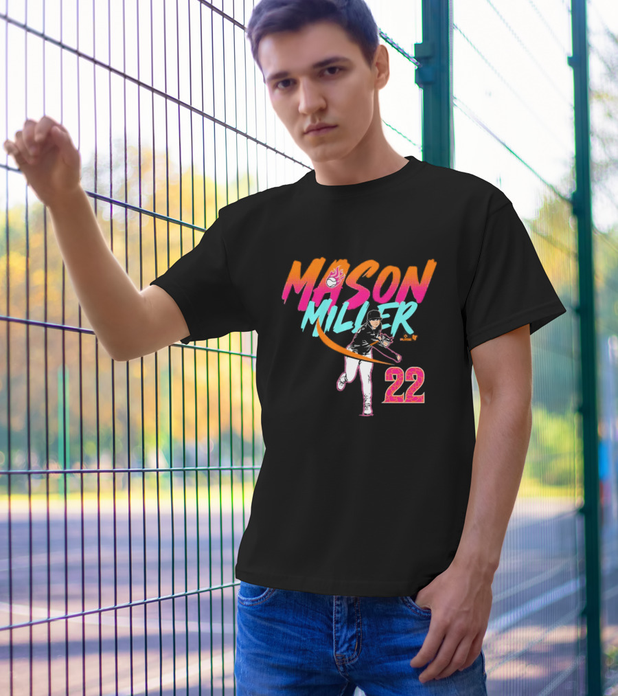 Mason Miller 22 Flaming Baseball Pitcher City Edition T-Shirt