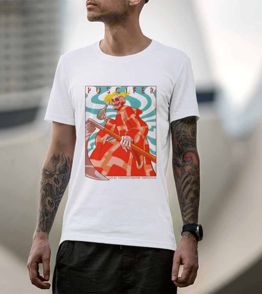 Puscifer Skeleton Art Chicago Theatre 2023 Concert Merchandise T-Shirt